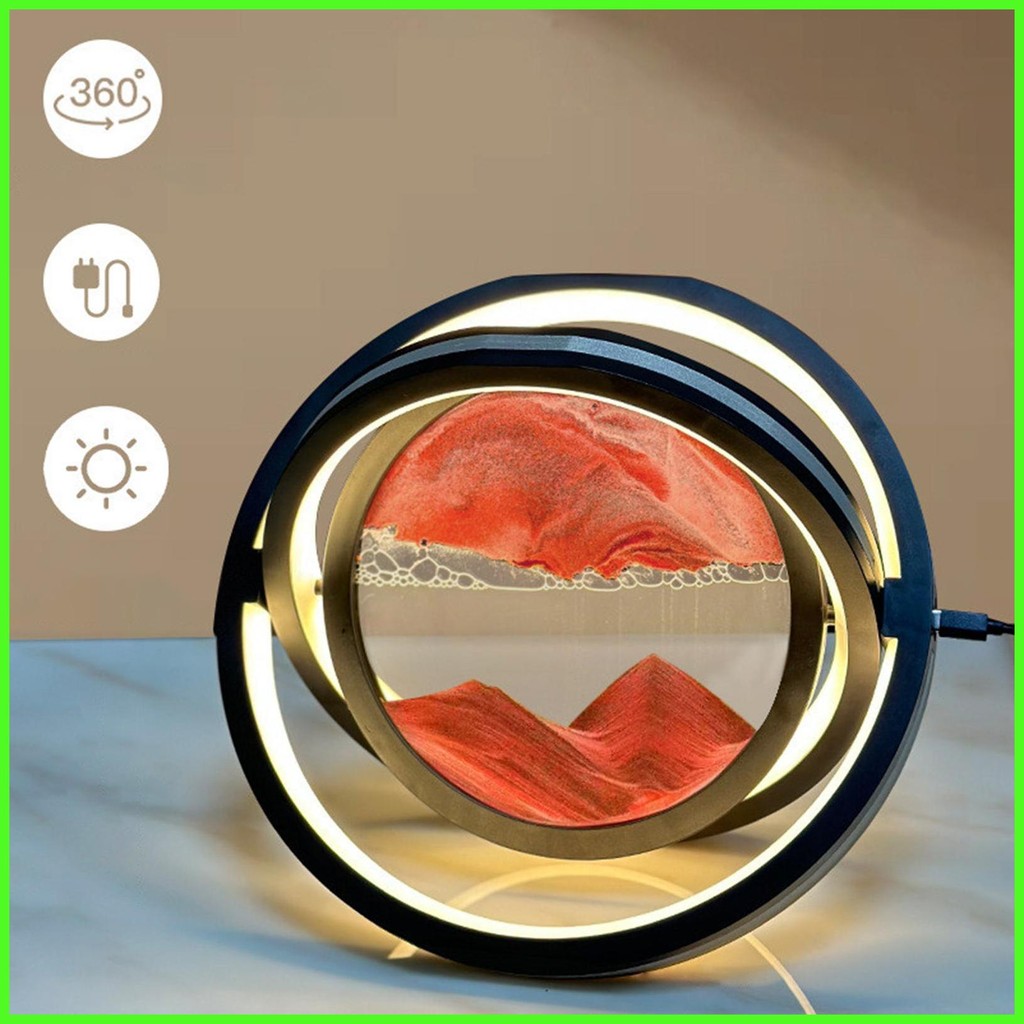 Table Lamp Moving Sand 3D Sand Painting Ornament 360-degree Rotating ...