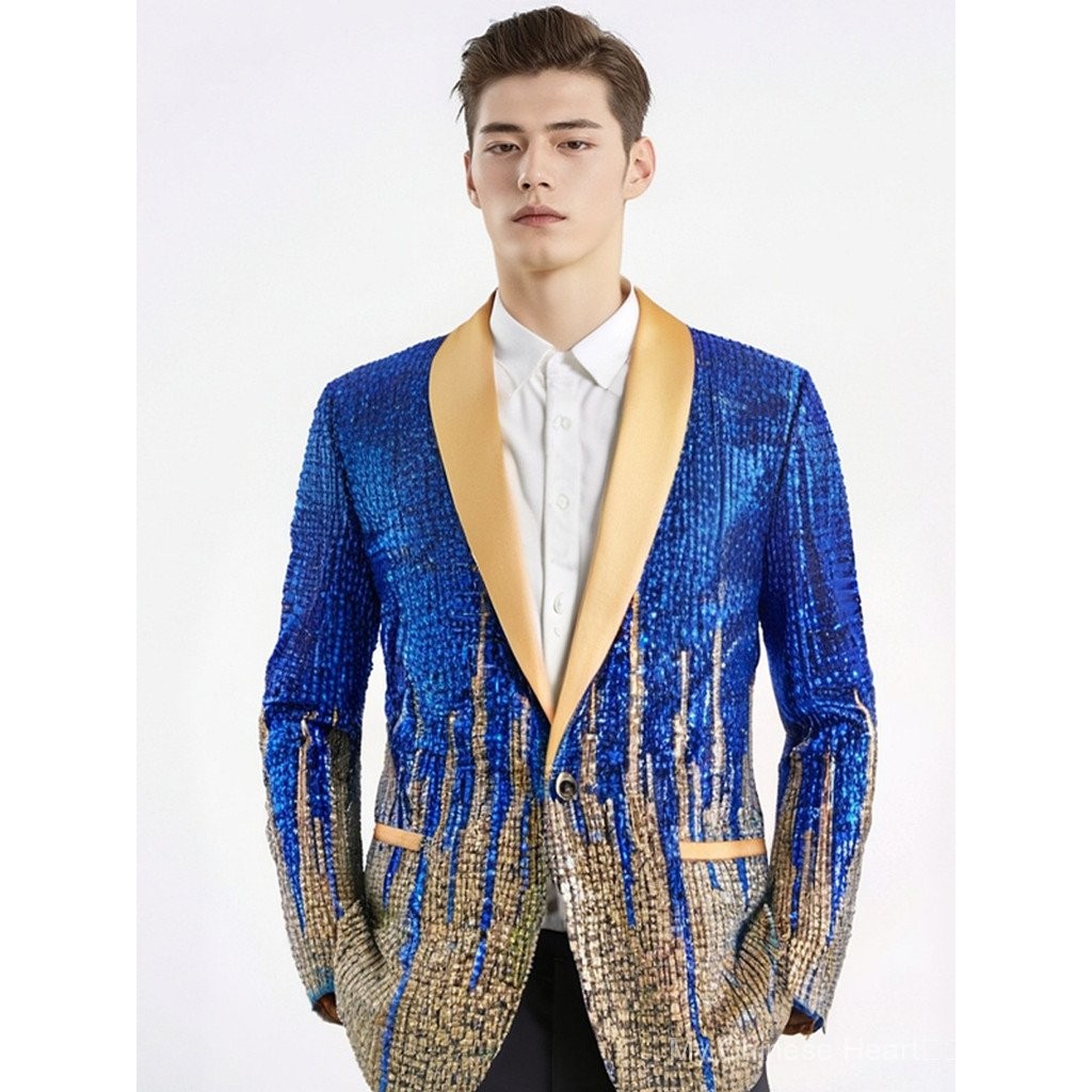 [Premium Suit] New Product Male Gradient Sequin Suit Jacket Performance ...