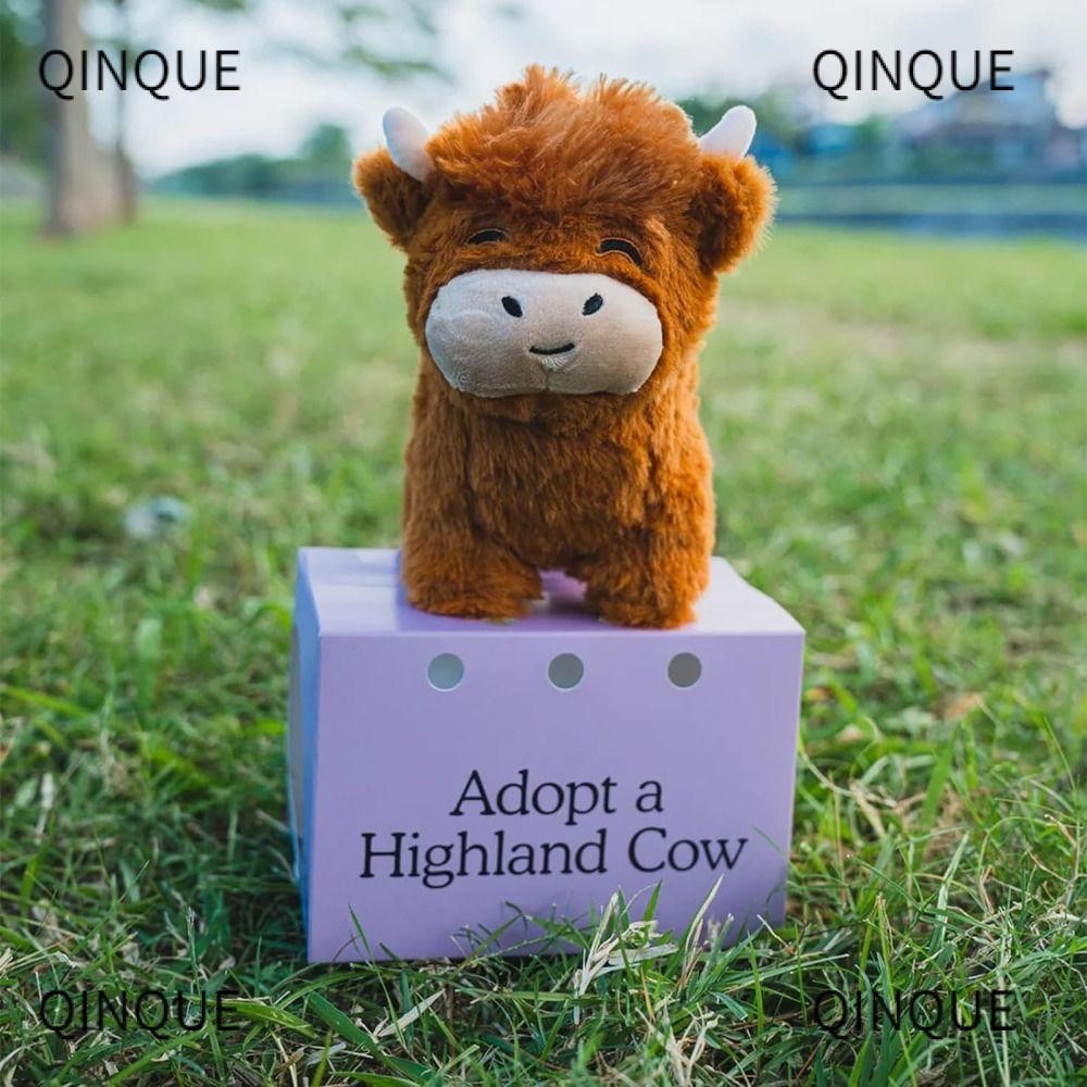QQIN Fluffy Highland Cow Soft Toy, Fluffy Bull Plush Toy Highland Cow ...