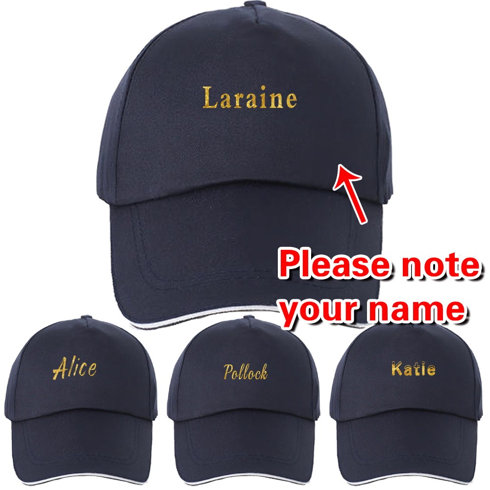 Custom Free Name Baseball Cap for Women Men Dark Blue Cotton Hats ...