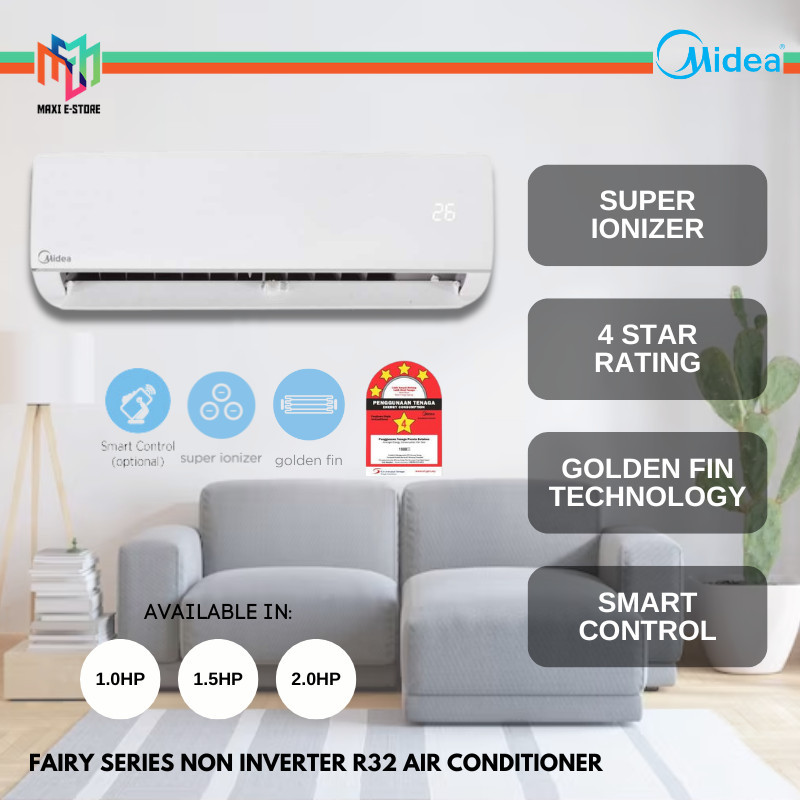 Midea MSMF-10CRN8 MSMF-13CRN8 MSMF-19CRN8 Fairy Series Non Inverter R32 Air Conditioner 1.0/1.5 ...