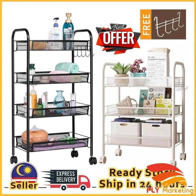 *Ready Stock Malaysia* 3 4 5 Tier Multipurpose Storage Rack Trolley ...