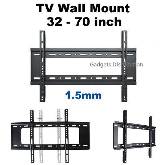 Premium 1.5mm Fixed TV Bracket 32 - 75 inch LCD Wall Mounted Mount Flat ...
