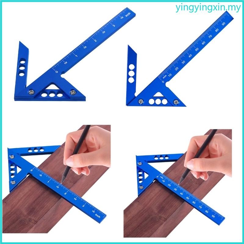 YIN 45 90 Degree Right Angles Line Gauge Carpenter Ruler Aluminum Alloy ...