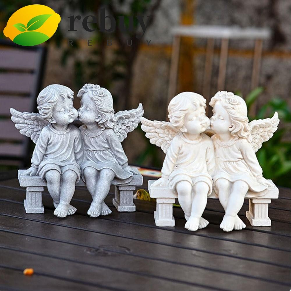 REBUY Resin Angel Statue, Charming Cute Couples Angel Ornaments ...