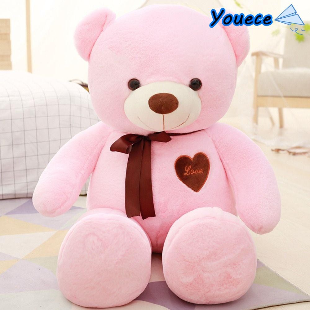 YOUECE Teddy Bear Plush Toys, 80CM Brown Pink Teddy Bear Pillow, Soft ...
