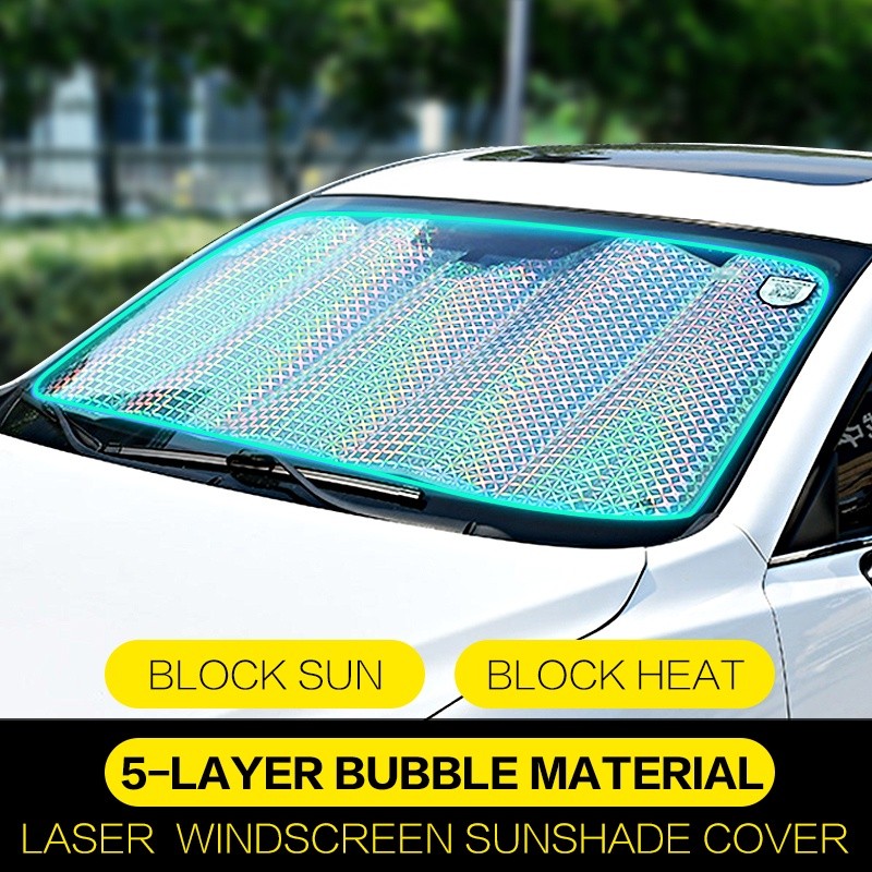 Foldable Laser Car Sunshade Thicken 5-Layer Front Windscreen Sunshield ...