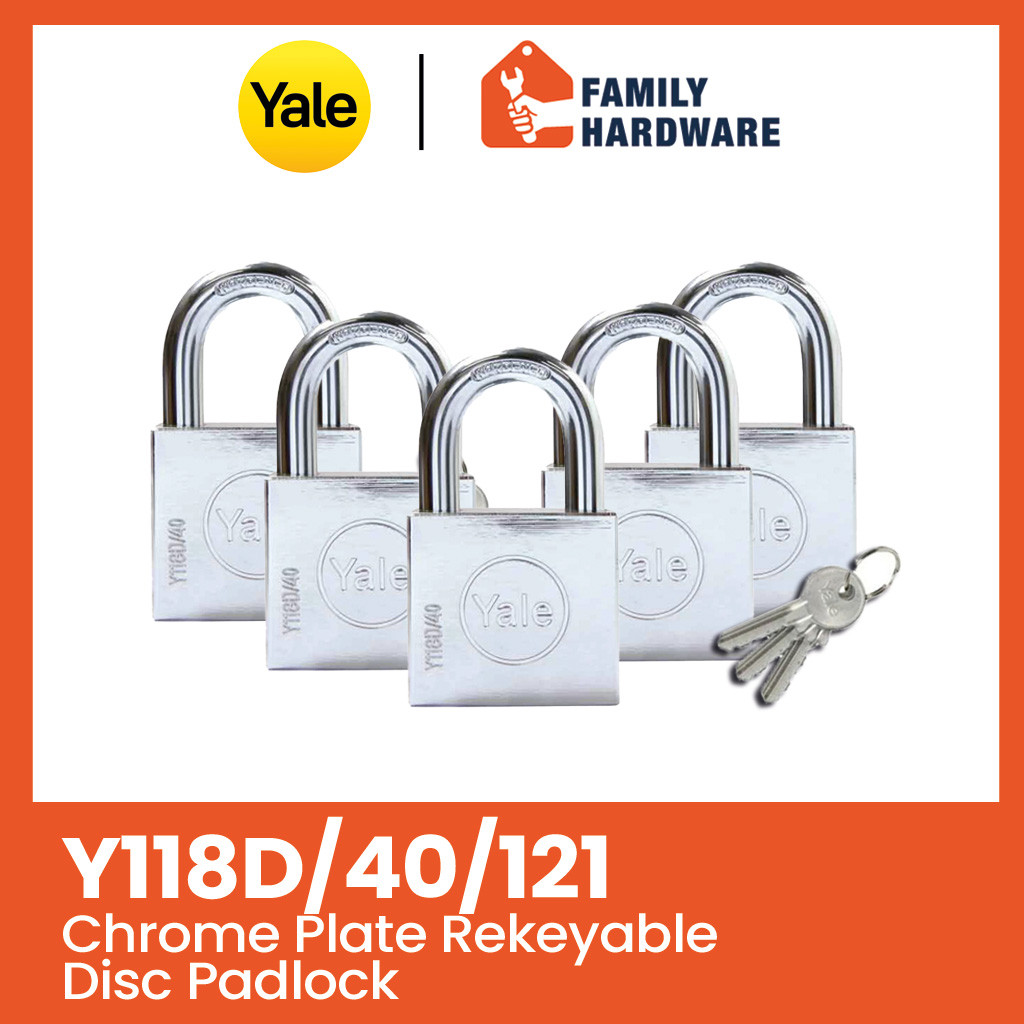 YALE Y118D/40/121 Chrome Plate Rekeyable Disc Padlock System Padlock ...