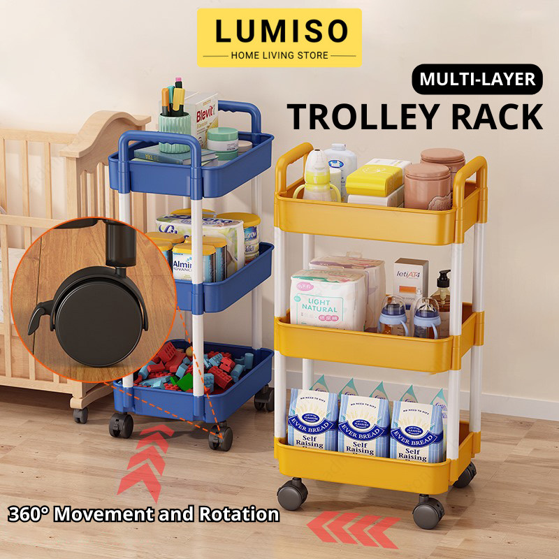 MYLUMISO Multipurpose Trolley Rack 3 Tier Trolley Home Storage Rack ...