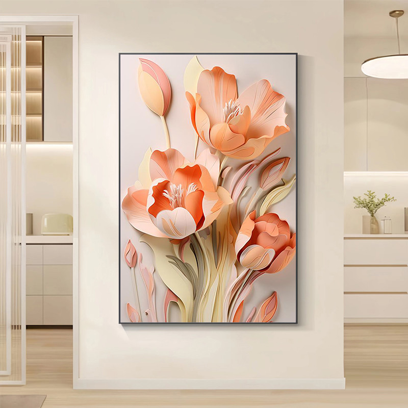 (With Frame) Creamy Style Abstract Texture Flower Floral Rose Tulip ...