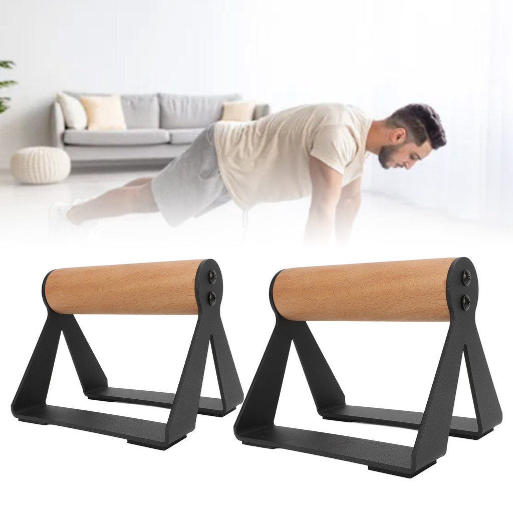 [sunjiac] 1 Pair Wood Push Up Bars With Ergonomic Handles Heavy Duty ...