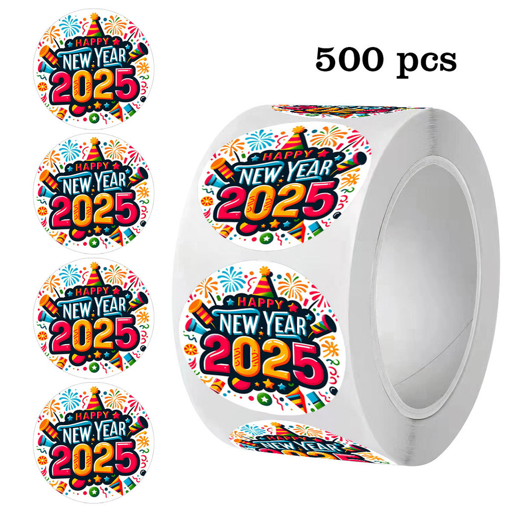1 Roll 500 Sheets/2025 New Year Envelope Stickers/Handbook Packing Box ...