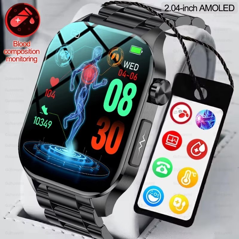 2.04-inch AMOLED Health Smart Watch Blood Body Composition Measurement ...