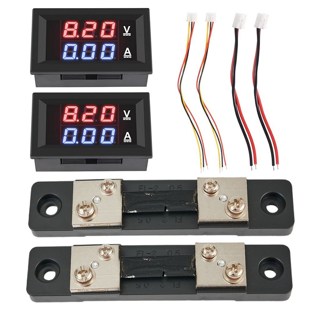 DC Volt Amp Meter 2pcs LED Display 4 5 100V 50A for Battery Monitoring ...