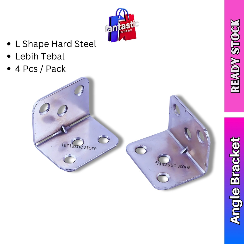 4PCS Angle Bracket Steel Plated Bracket Corner Joint L Shaped Bracket ...