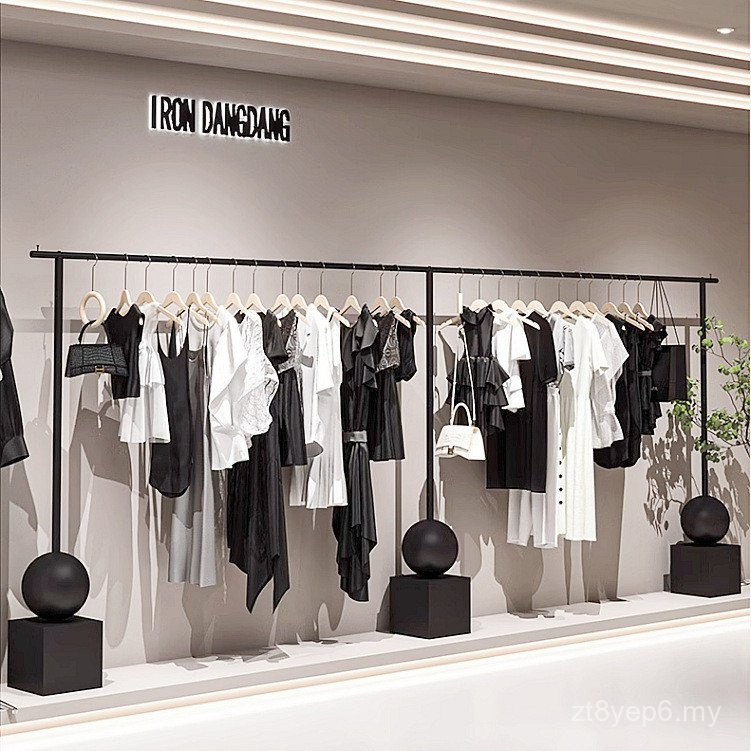 Kedai pakaian rak paparan baju jenis sentuh lantai kegunaan khas besi ...