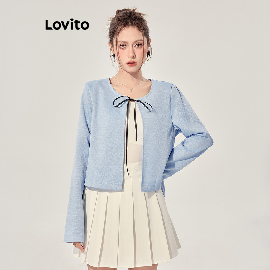 Lovito Elegant Plain Tie Front Jacket for Women L114AD758 | Shopee Malaysia
