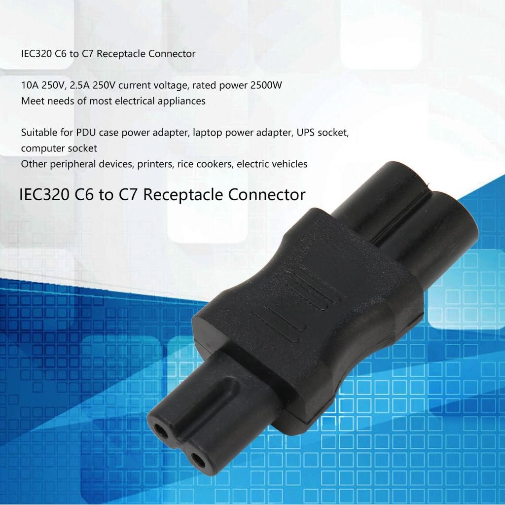 Superparis IEC320 C6 To C7 Receptacle Connector 10A 250V 2.5A Durable ...