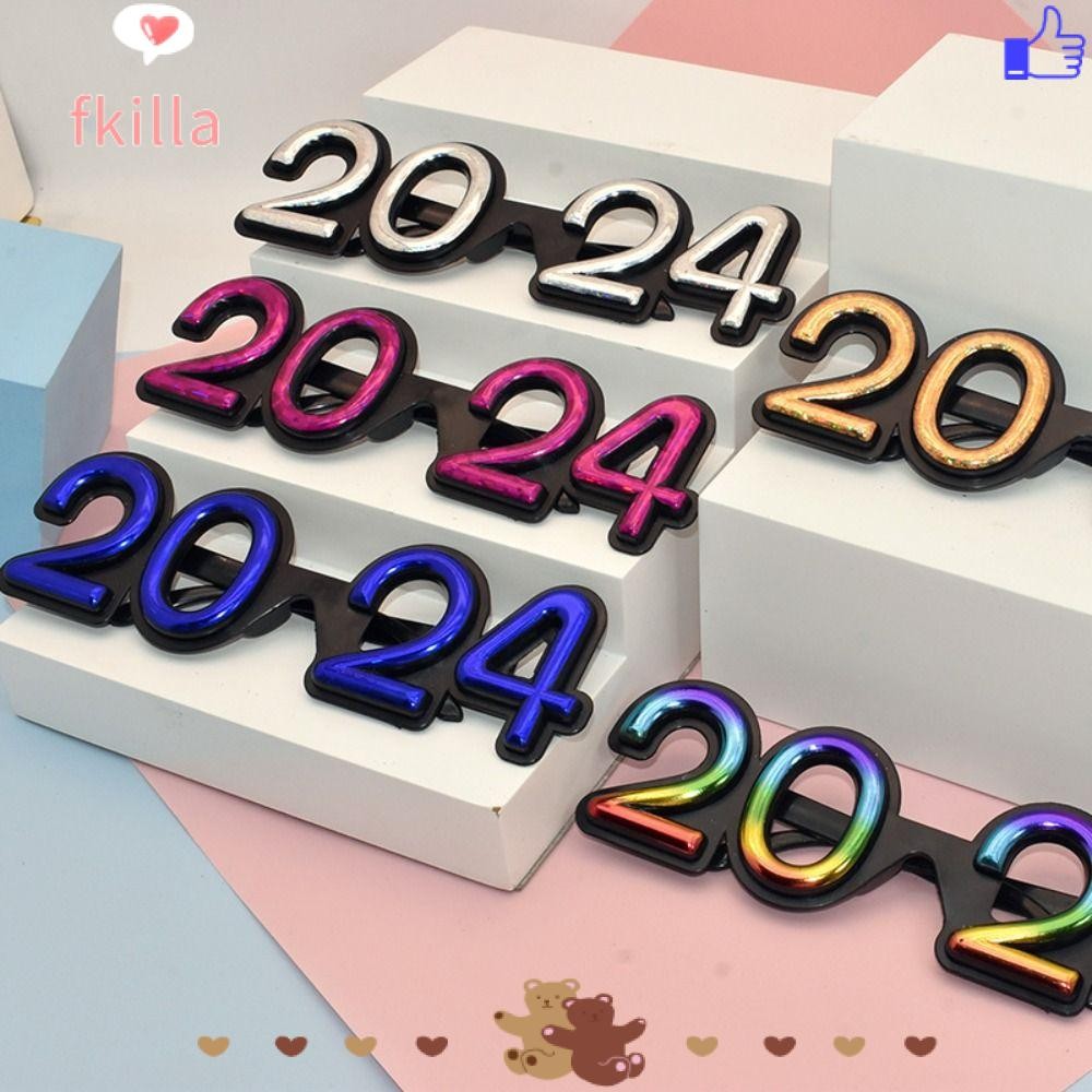 FKILLA1 2024 Number Glasses, Three-dimensional Laser Year Glasses ...