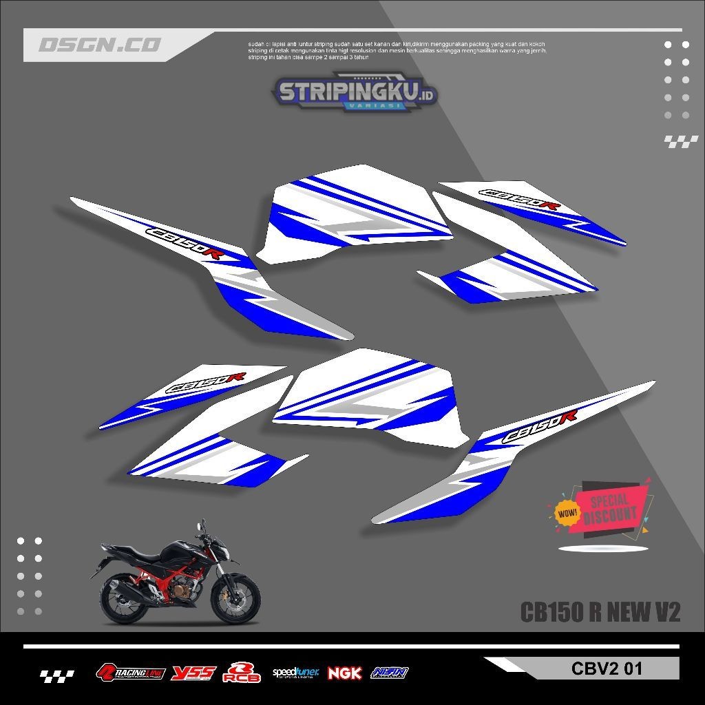 Striping/sticker CB150R NEW V2 - STRIPING CB150R NEW STREETFIRE code 01 ...