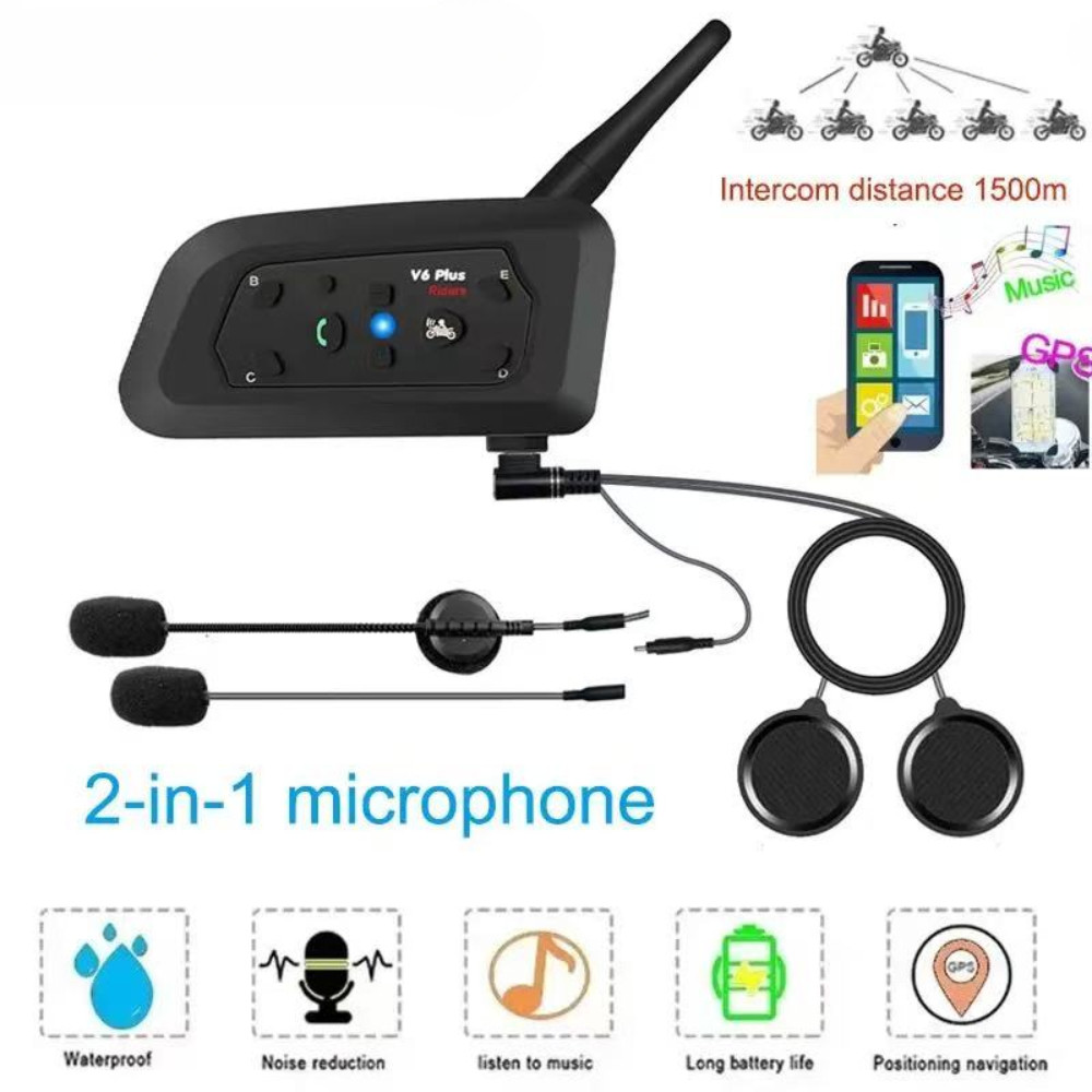 2024 New V6 Plus Motorcycle Helmet Intercom 1500M Intercom 1V5 ...