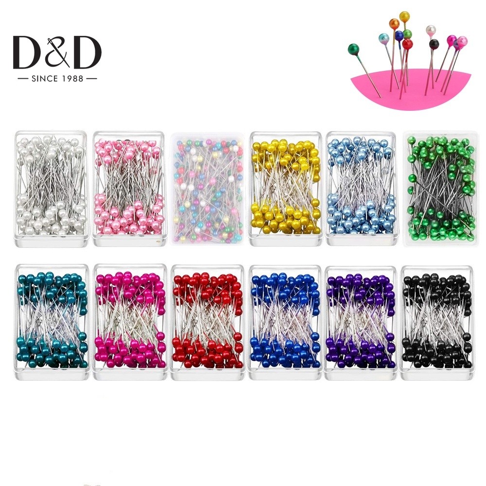 100 Pcs Pearl Sewing Pins Cross stitch positioning round head needle ...