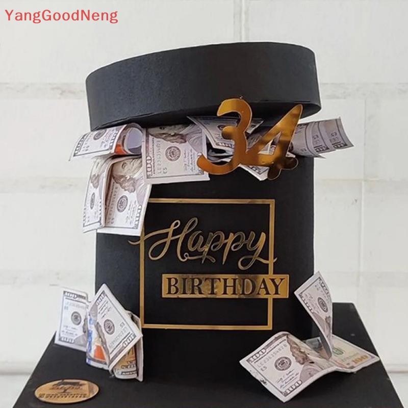 (YGN) Happy Birthday Cake Topper Plastic Gold Mirror Cupcake Topper For ...