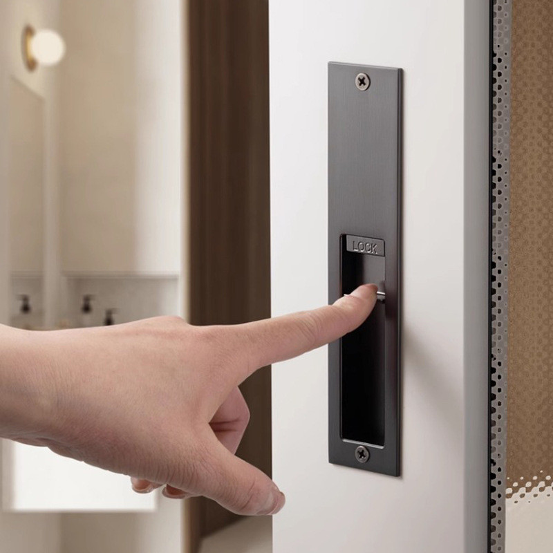 Invisible Sliding Door Lock Indoor Wooden Door Black Hook Lock Kitchen ...