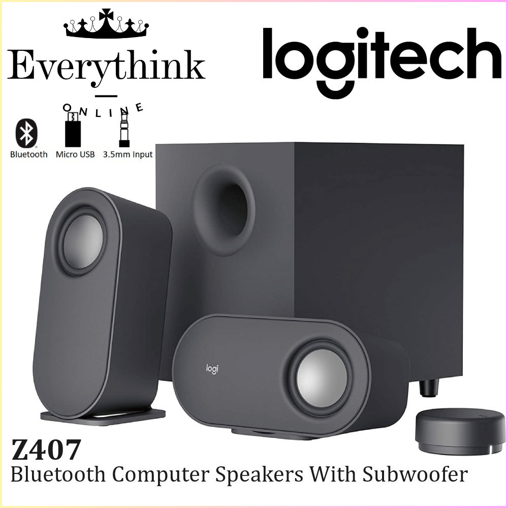 LOGITECH Z407 WIRELESS BLUETOOTH COMPUTER SPEAKER WITH 3 WAY TO CONNECT ...