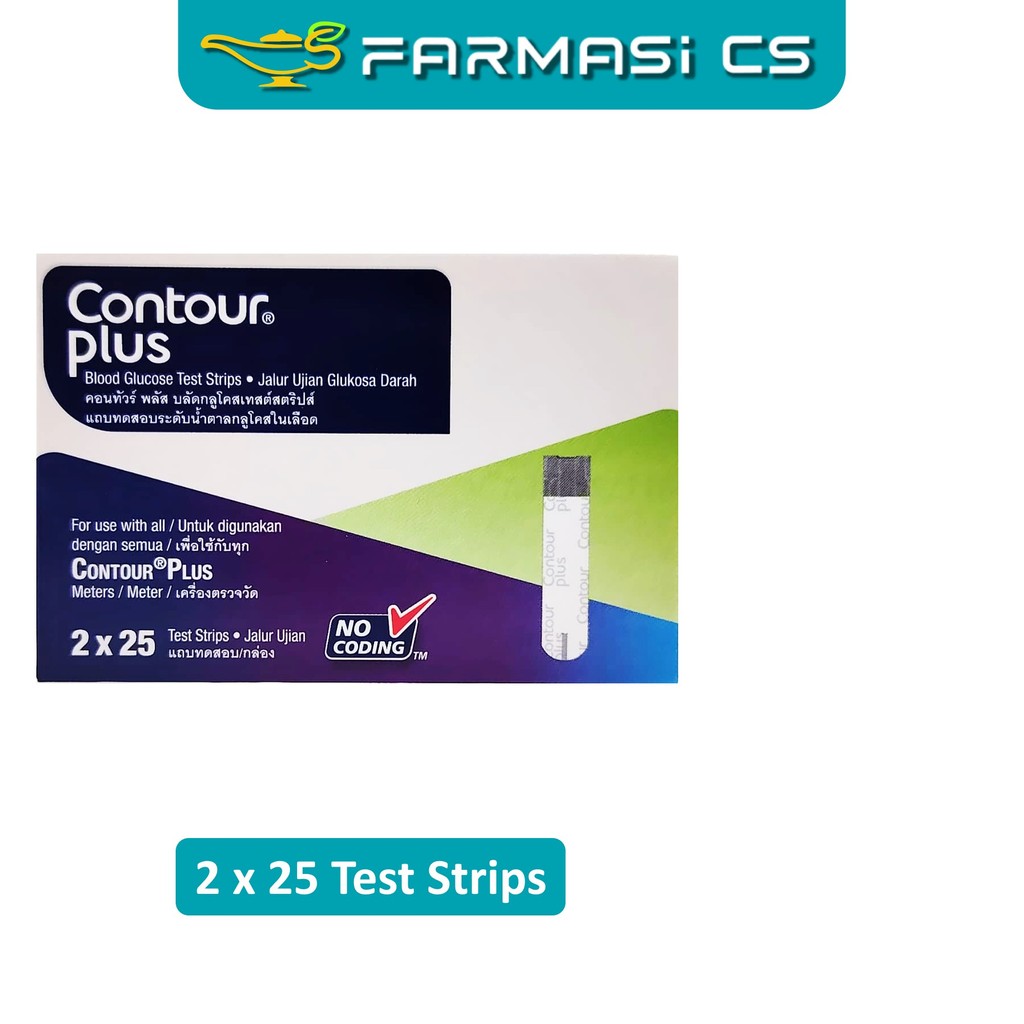 Contour Plus Blood Glucose Test Strips 2 x 25 test strips EXP:09/2026 ...