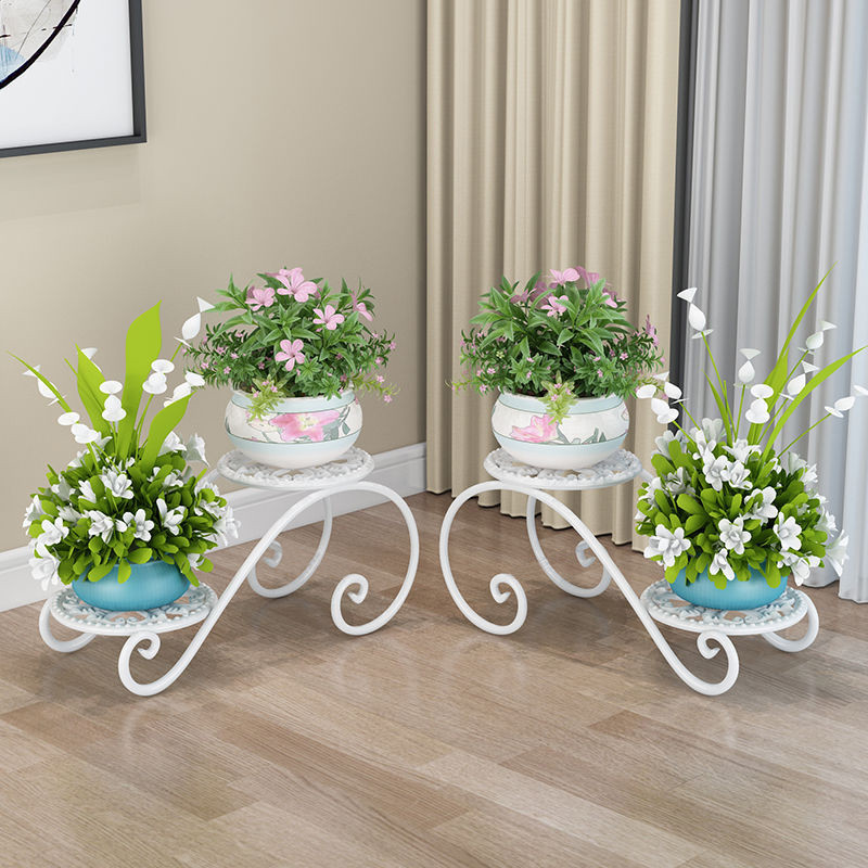 2-Layer Iron Flower Rack Floor Standing Multifunctional Minimalist ...