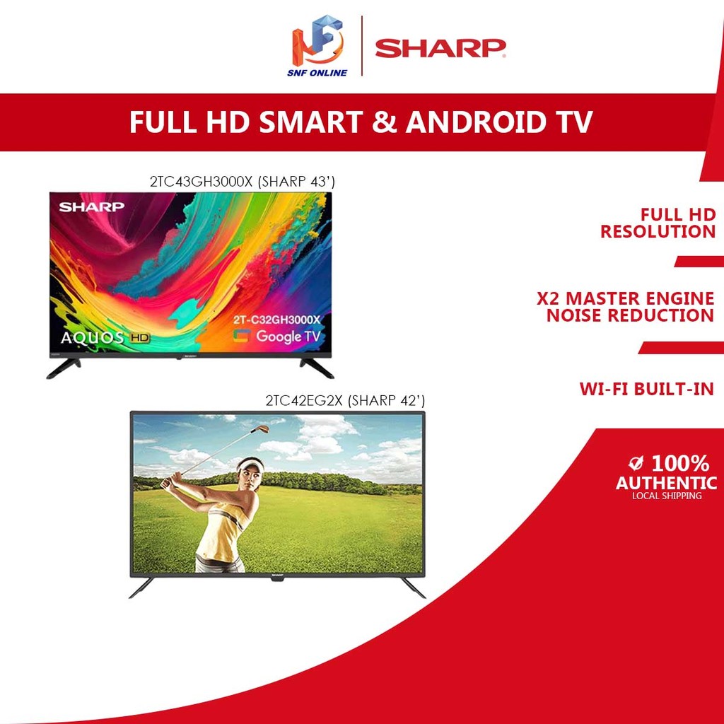 Sharp Televisyen - LED Android / Google TV (42”) 2TC42BG1X 2TC42FG1X 2TC42EG2X 2TC42EG1X 2T ...