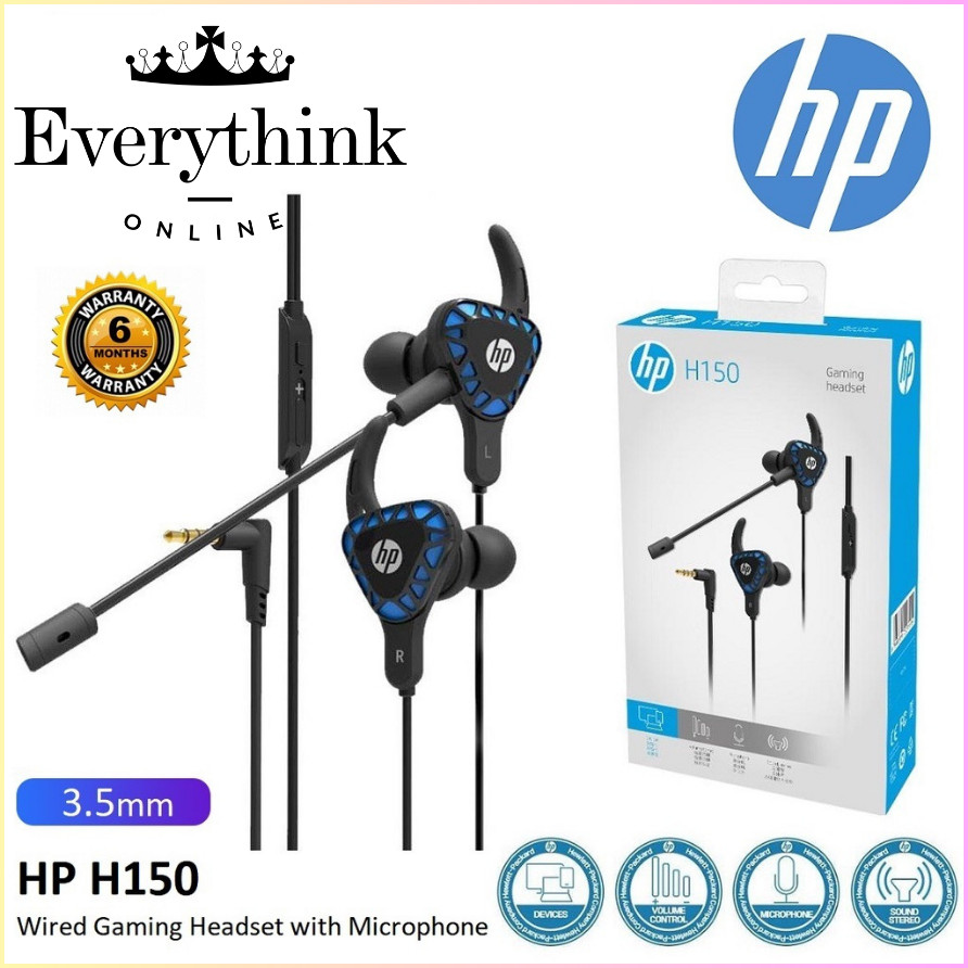 HP H150 WIRED GAMING HEADSET HEADPHONE EARPHONE EARSET WITH DETACHABLE MICROPHONE AND IN LINE ...