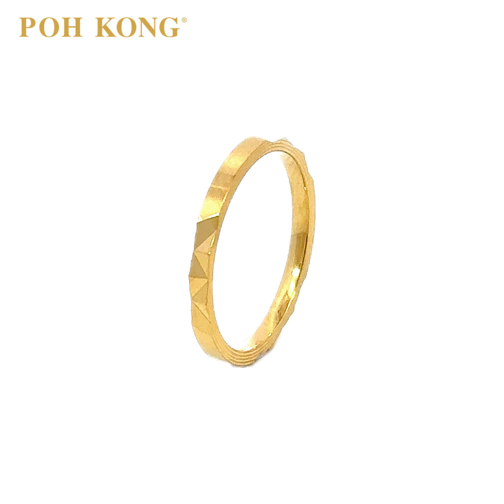 POH KONG 916/22K Yellow Gold Geometric Stackable Wedder Ring | Shopee Malaysia