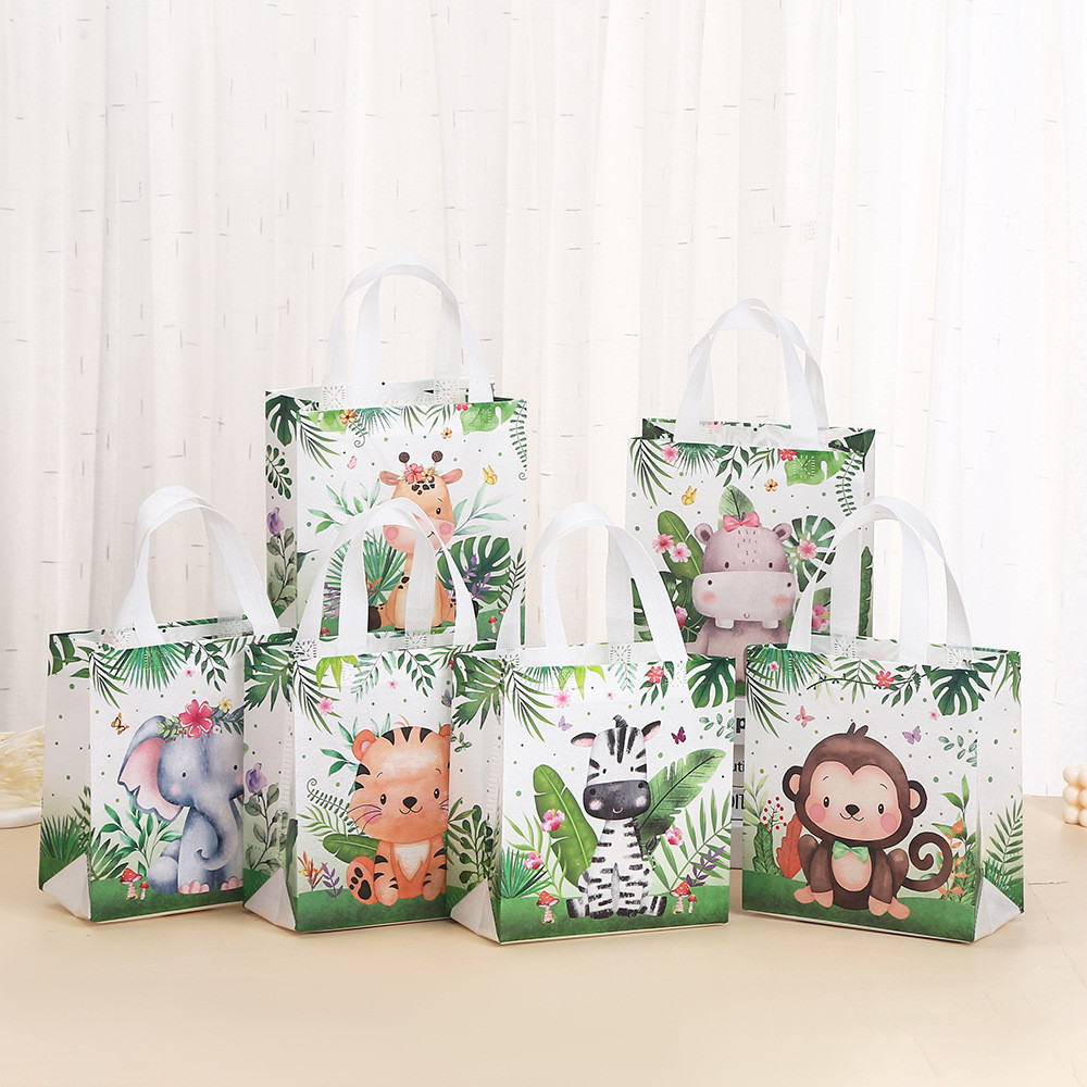 6pcs/Pack Kids Safari Animal Birthday Waterproof Laminated Non-woven ...