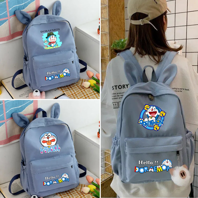 Doraemon Backpack Cute Rabbit Ears Korean Fashion Backpack Leisure ...
