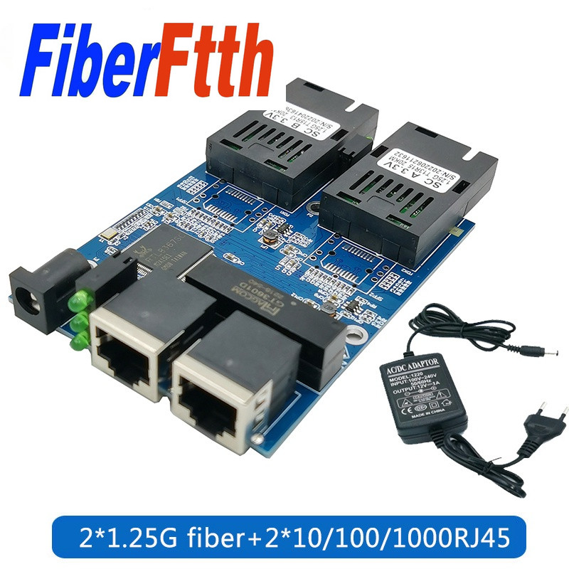 10/100/1000M switch 2 RJ45 UTP 2 SC Gigabit Fiber Optical Media ...