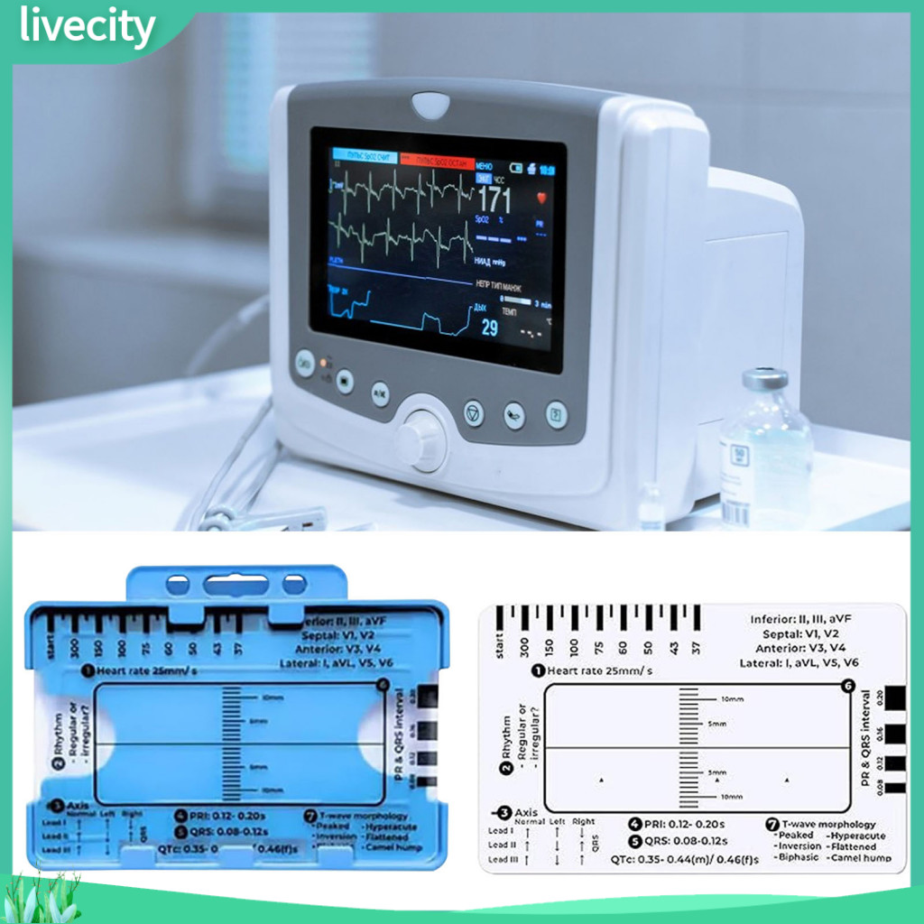 livecity| Professional 7 Step Ruler Easy-to-read Ekg Reference Card ...