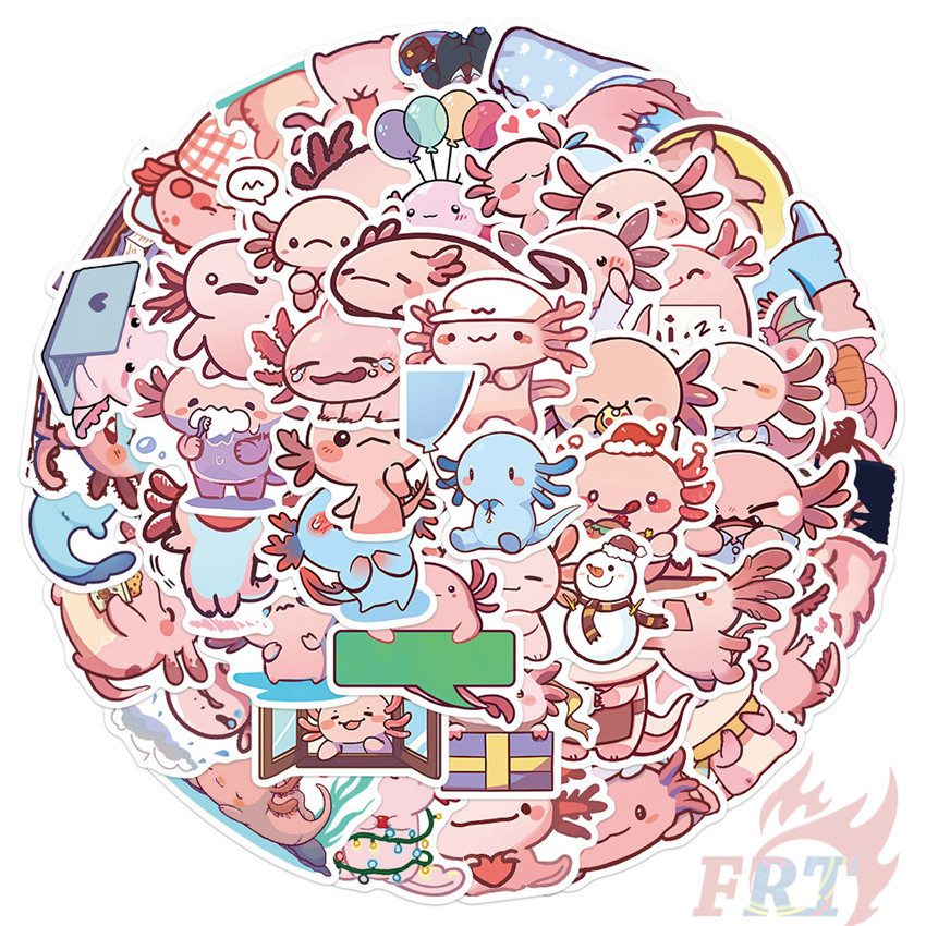 50Pcs/Set Q Funny Cynops Series 01 Axolotl Salamander Stickers DIY ...