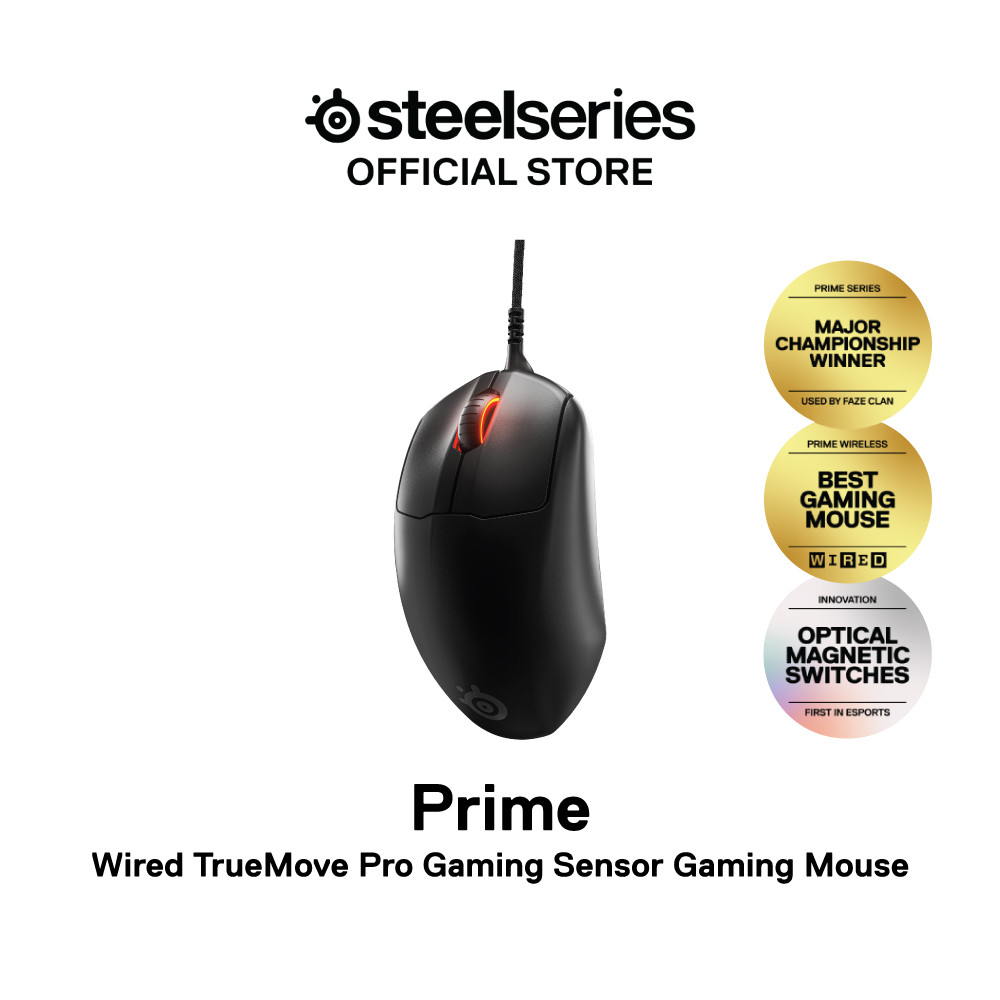 SteelSeries Prime Wired TrueMove Pro Gaming Sensor Gaming Mouse (Black ...