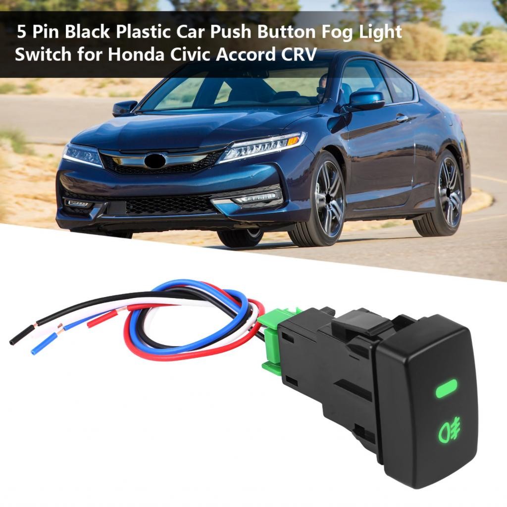5 Pin Black Plastic Car Push Button Fog Light Switch for CRV Universal ...