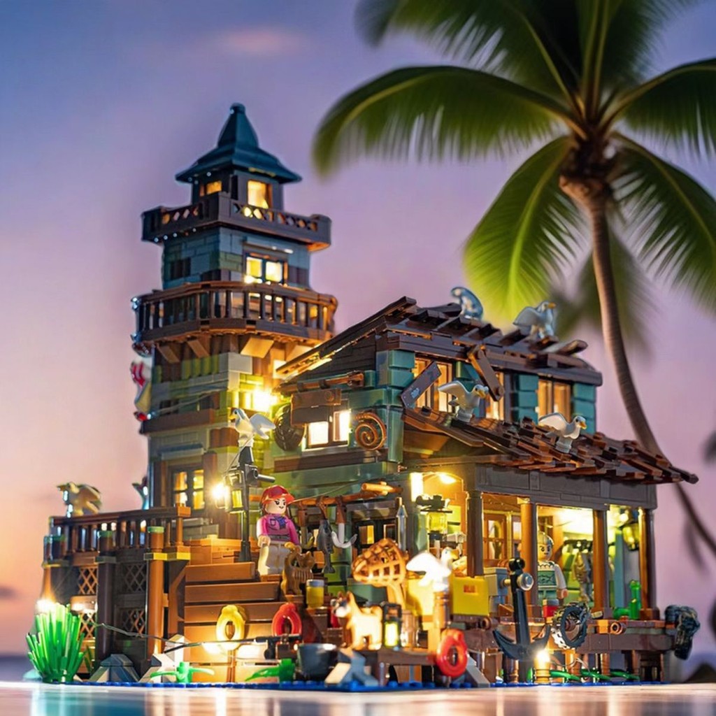 Compatible with LEGO fisherman's hut house villa city building street ...