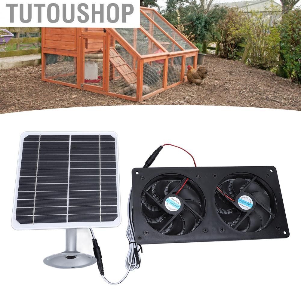 Tutoushop JY 20W Solar Panel Dual Exhaust Fan Kit for Chicken Coops ...