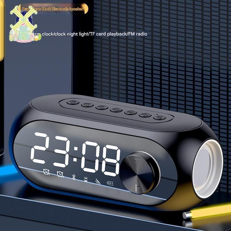 Alarm Clock Portable Bluetooth Speaker Radio FM Subwoofer Wireless ...