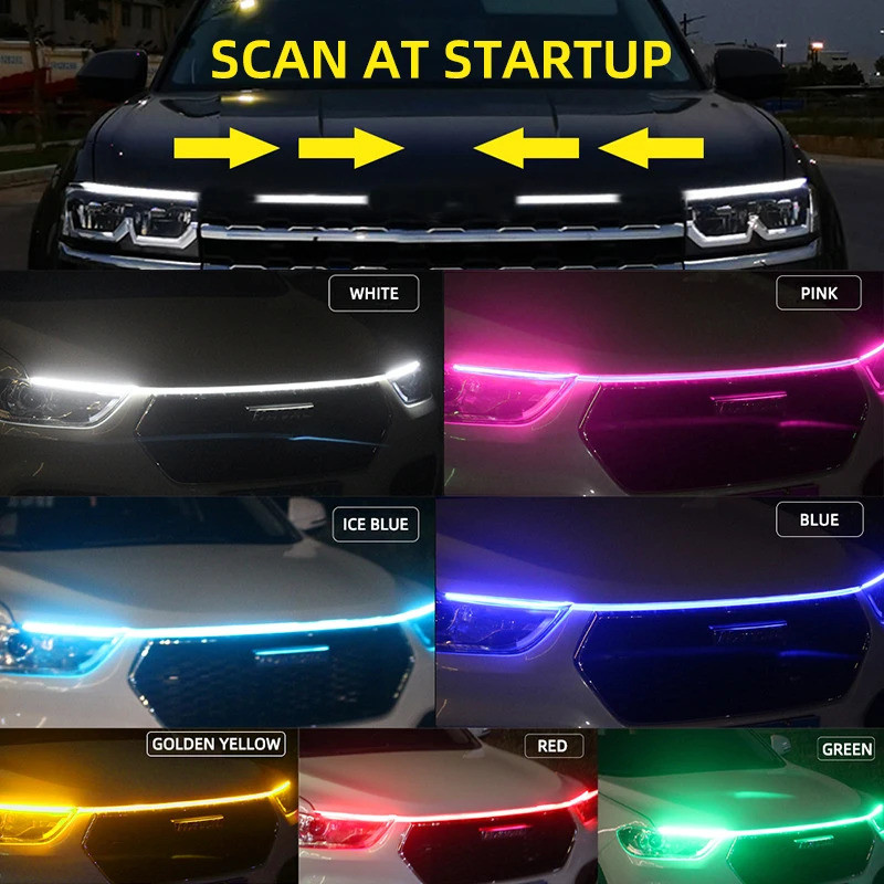 LED Daytime Running Light Scan Starting Car Hood Decorative Lights DRL ...