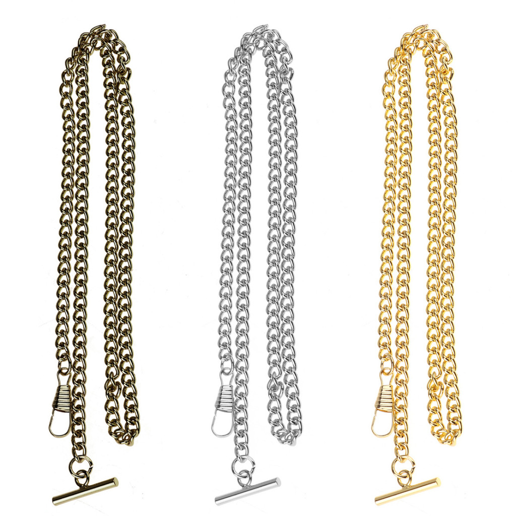 Rswnyirn Vintage Chrome-Plated Vest Waistcoat Pocket Watch Chain Link ...