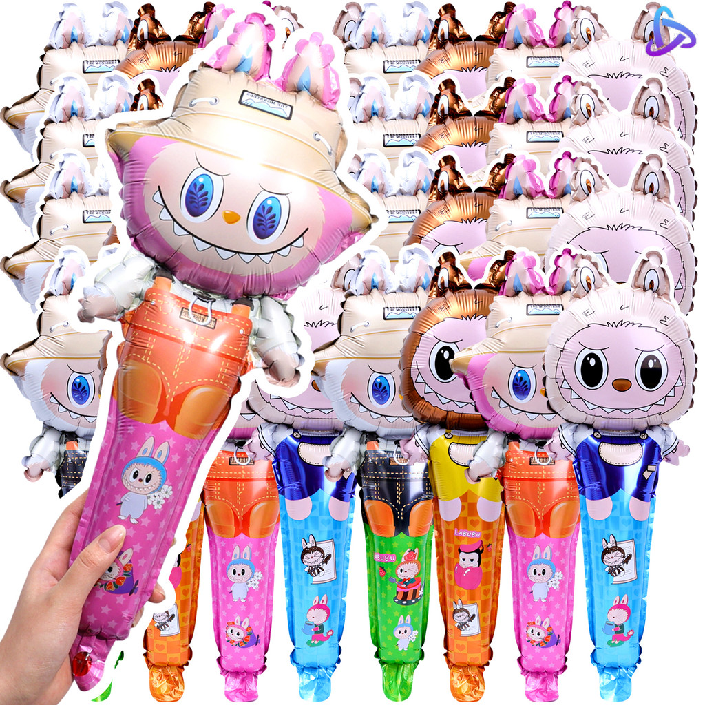 5PCS Creative Cartoon LABUBU Handheld Balloon Sticks - Cute Anime ...