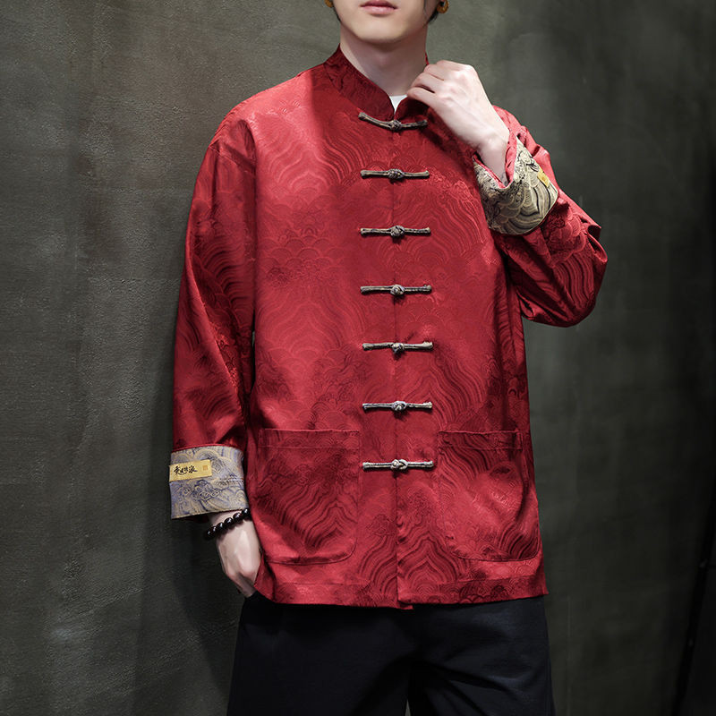 New Chinese Style Men's Clothing Chinese Style Red Tang Suit Shirt ...