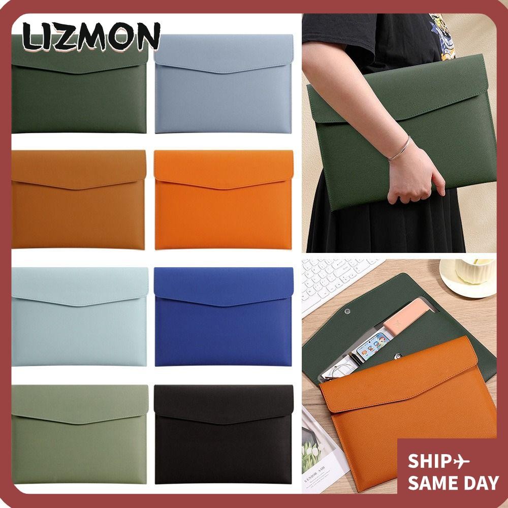 LIZMON Leather File Folder, A4 Large Capacity File Bag, Stationery ...