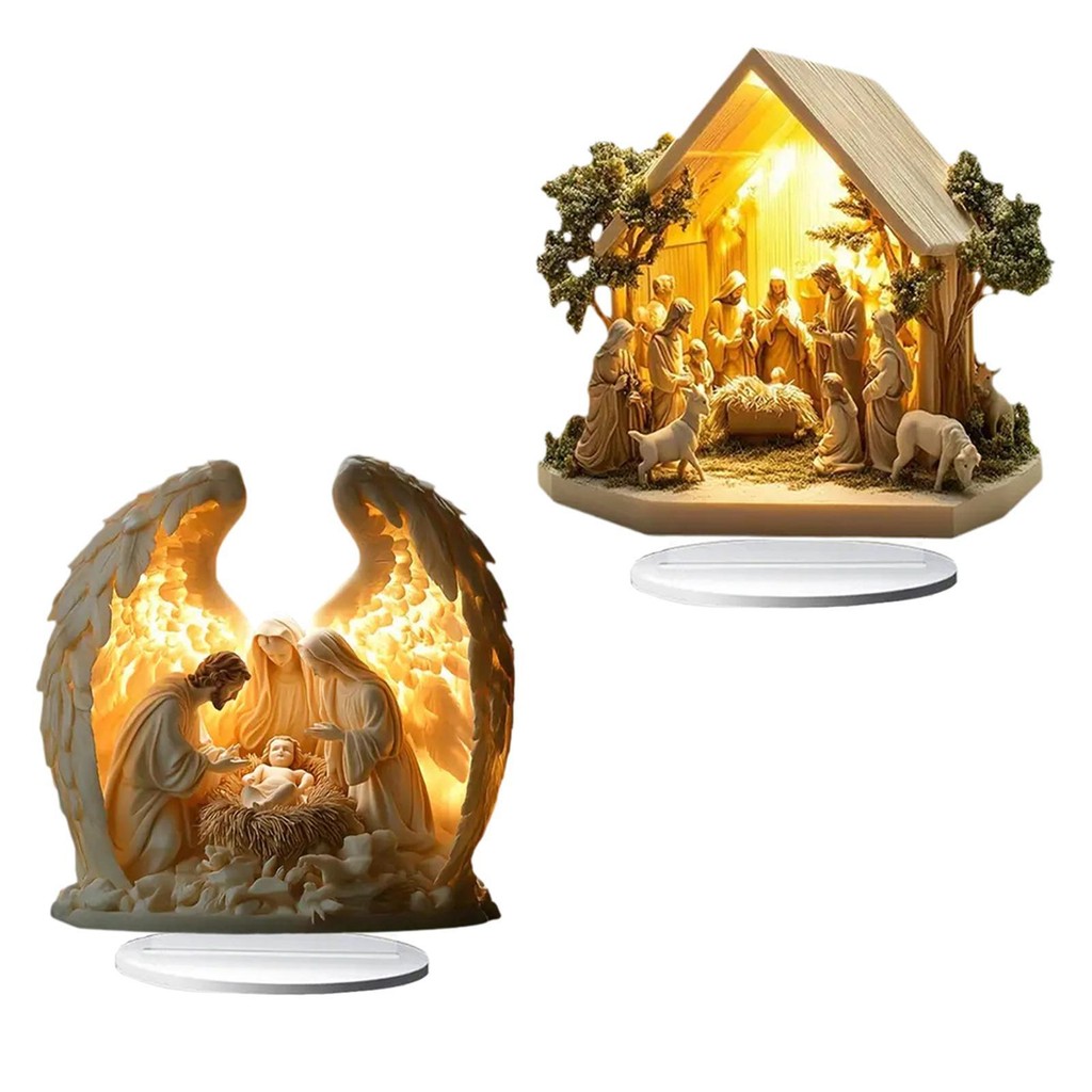[mextnhx] Christmas Nativity Scene Figurine 2D Flat Nativity Scene for ...